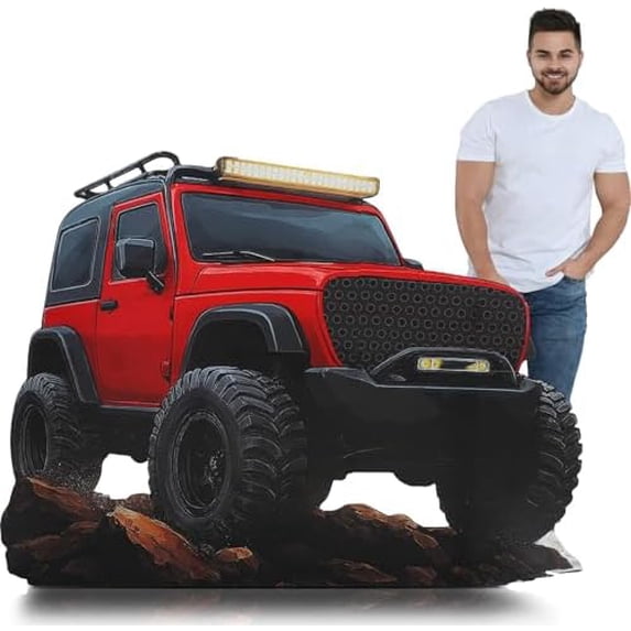 4 Feet Red Road Truck Stand-Up Cardboard Cutout Life Size Vehicle ...