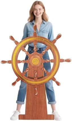 4 Feet Ship Wheel Cardboard Cutout Standup Nautical Party Decoration ...
