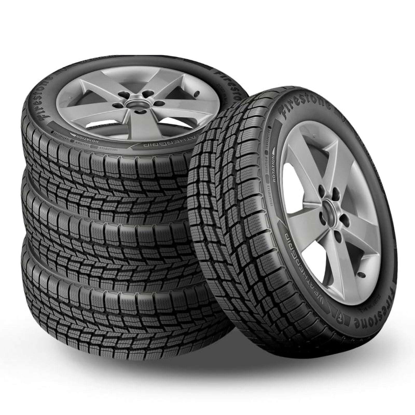 4 Firestone Weathergrip 225/60R16 98V Tire, All Season, 3PMSF Snow ...