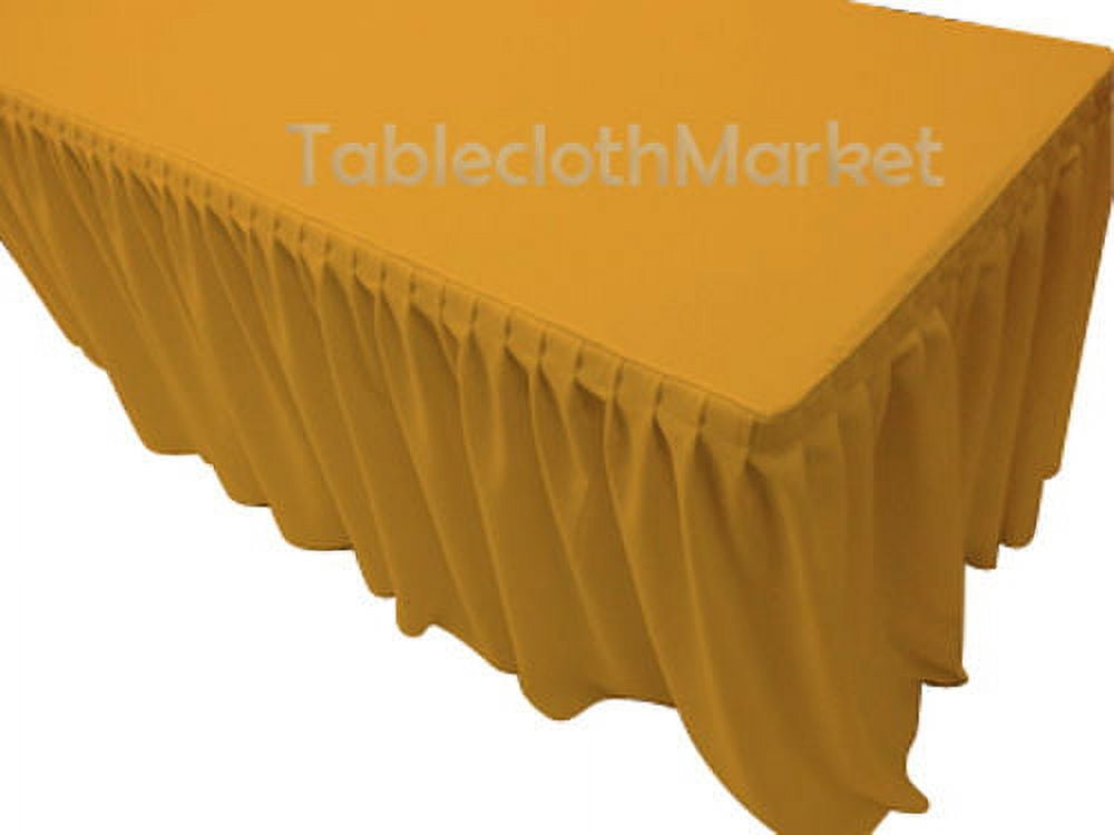 4' Fitted Polyester SINGLE Pleated Table Skirting Cover w/Top Topper 24 ...