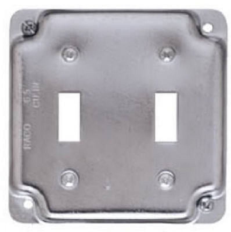 4" Flat Corner Square Double Toggle Switch 1/2" Rise Box Cover Steel E ...