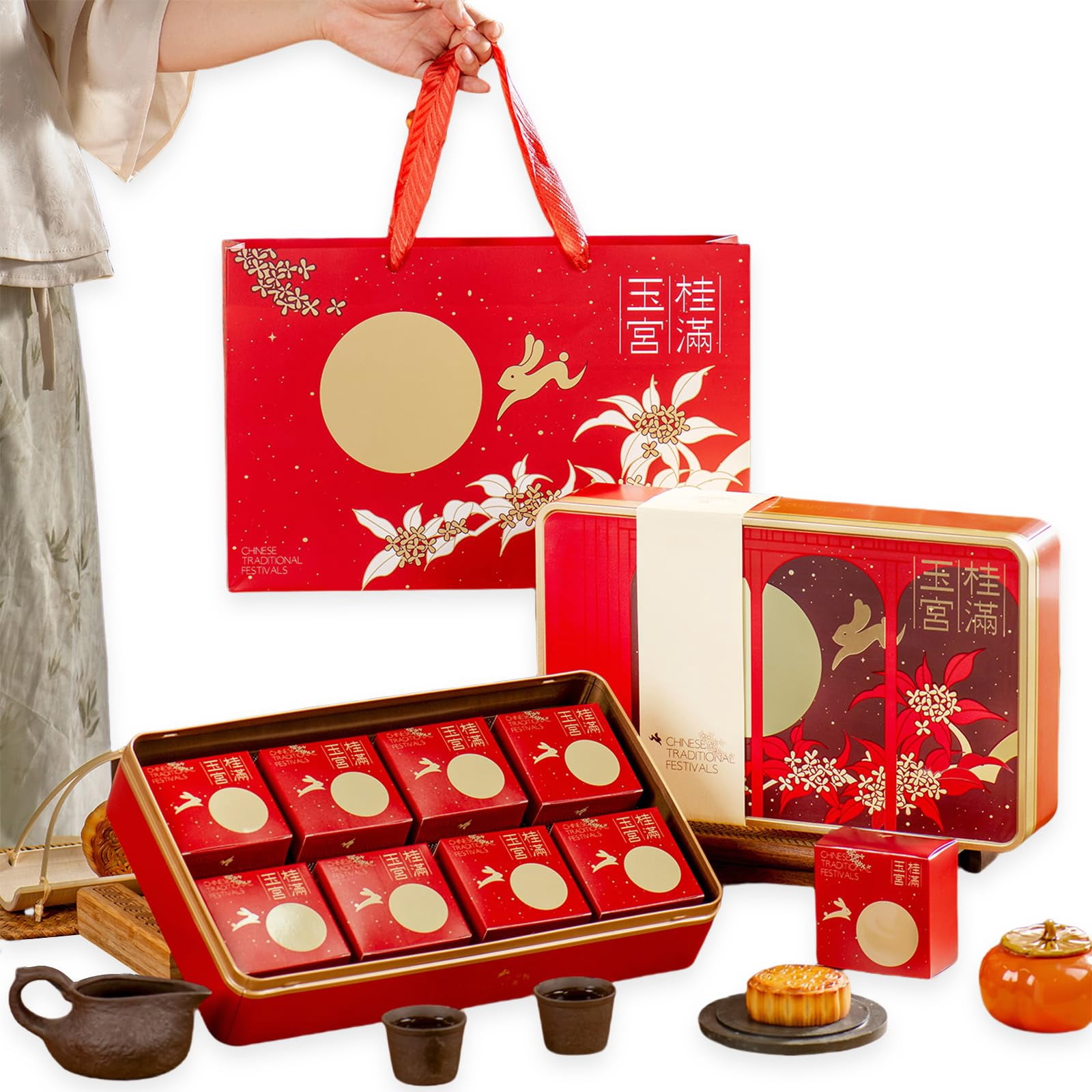 4-Flavor Mixed Mooncakes, 1.76lb DEF29 Mixed Moon Cake, Cantonese Style ...