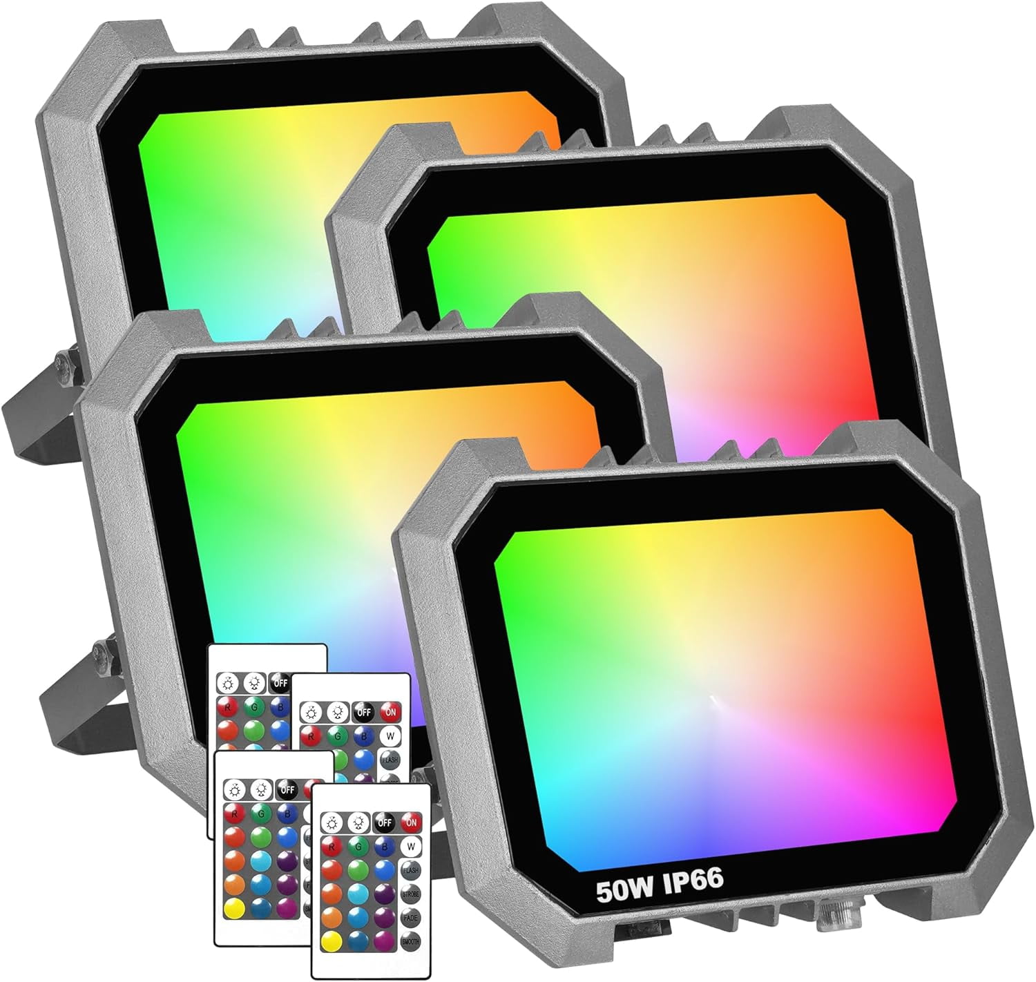 4 Flood Light 50W, 500W Equivalent 5000 LM Outdoor Landscape Flood ...