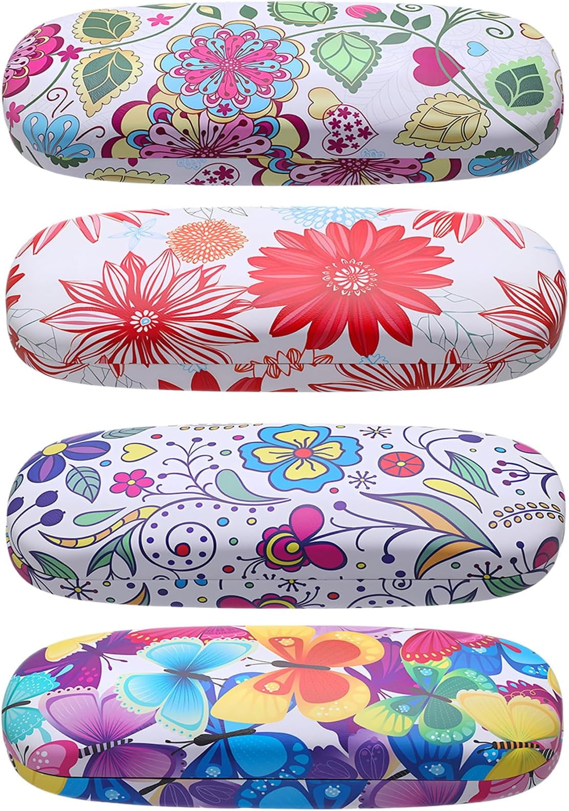 4- Flower Sunglasses Case Set - PU Leather Hard Shell Glasses Box for ...