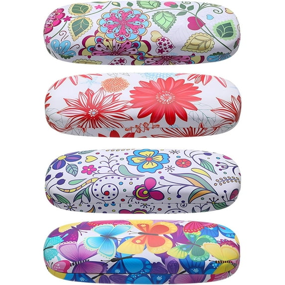 4- Flower Sunglasses Case Set - PU Leather Hard Shell Glasses Box for ...