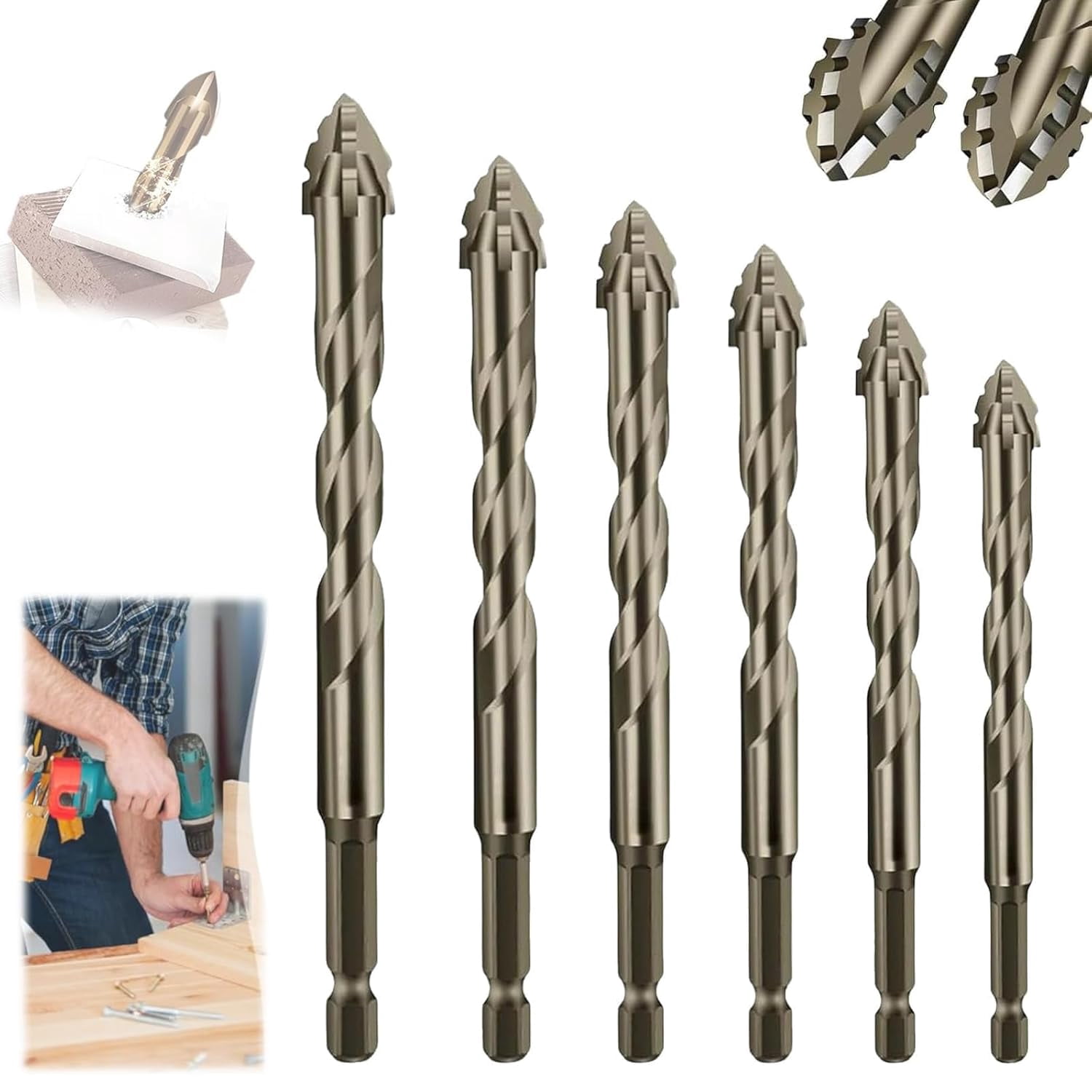 4 Flute Eccentric Drill Bit Set, 2025New Four-Flute Sawtooth Eccentric ...