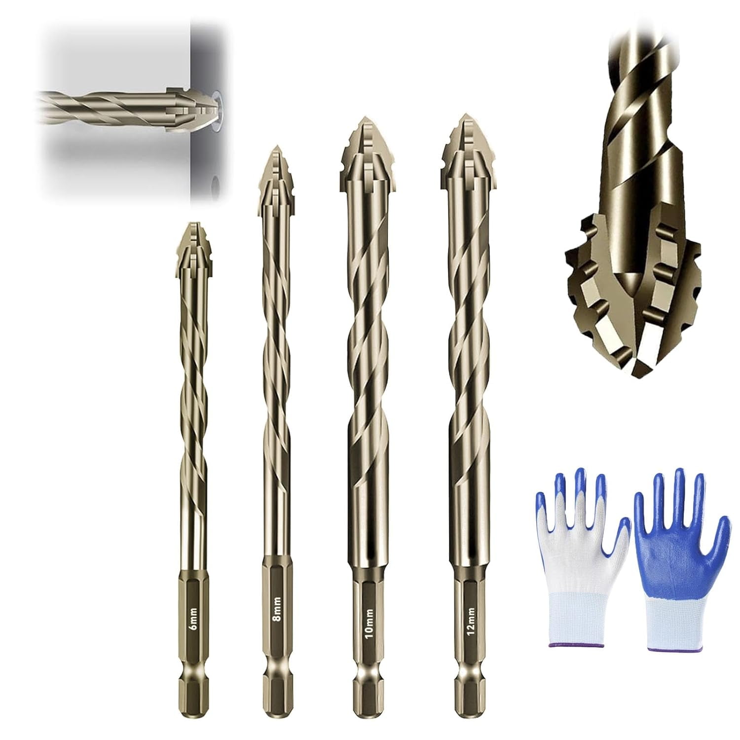 4 Flute Eccentric Drill Bit Set, High Hardness Sawtooth Skewed Head ...