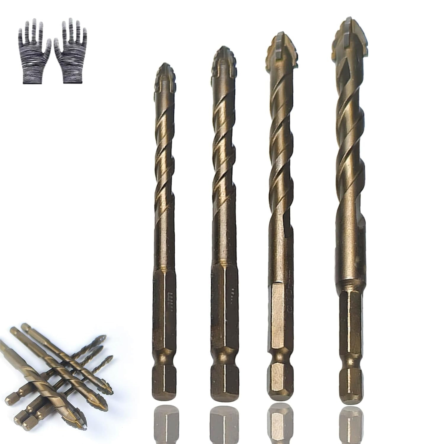 4‑Flute Sawtooth Eccentric Drill Bits – Titanium‑Coated Carbide Tips, 2‑in‑1 Drill & Tap Combo ...
