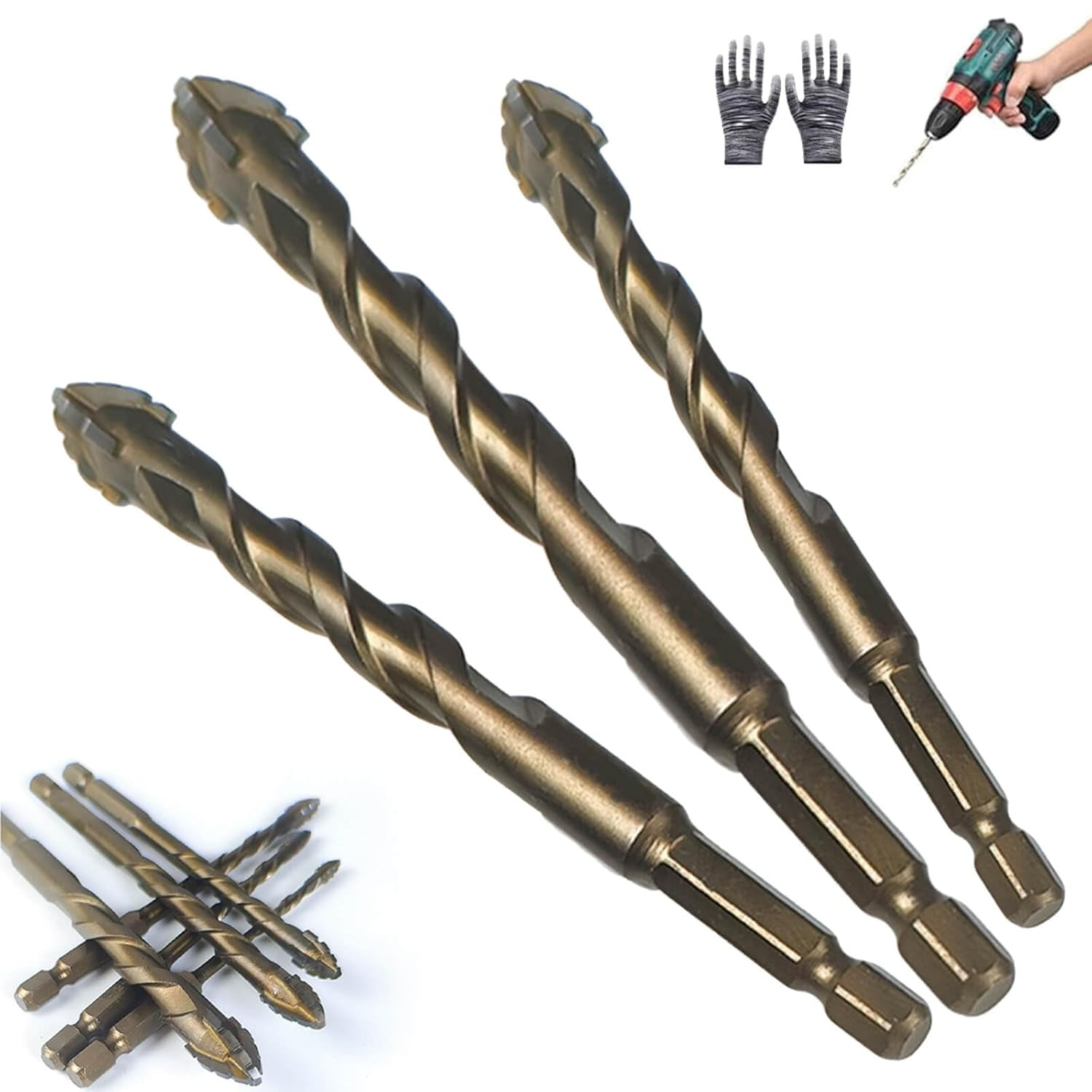 4‑Flute Sawtooth Eccentric Drill Bits – Titanium‑Coated Carbide Tips, 2 ...