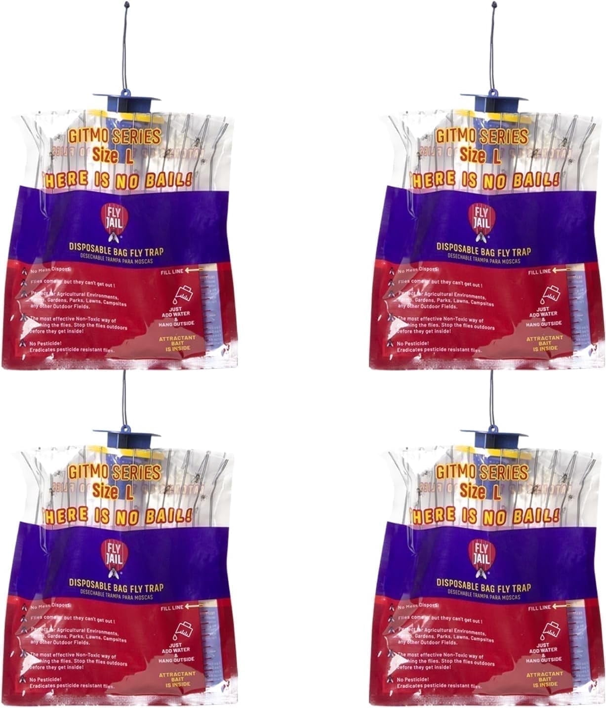 FLY JAIL Large Bags Disposable Outdoor Fly Trap Pre-Baited High ...