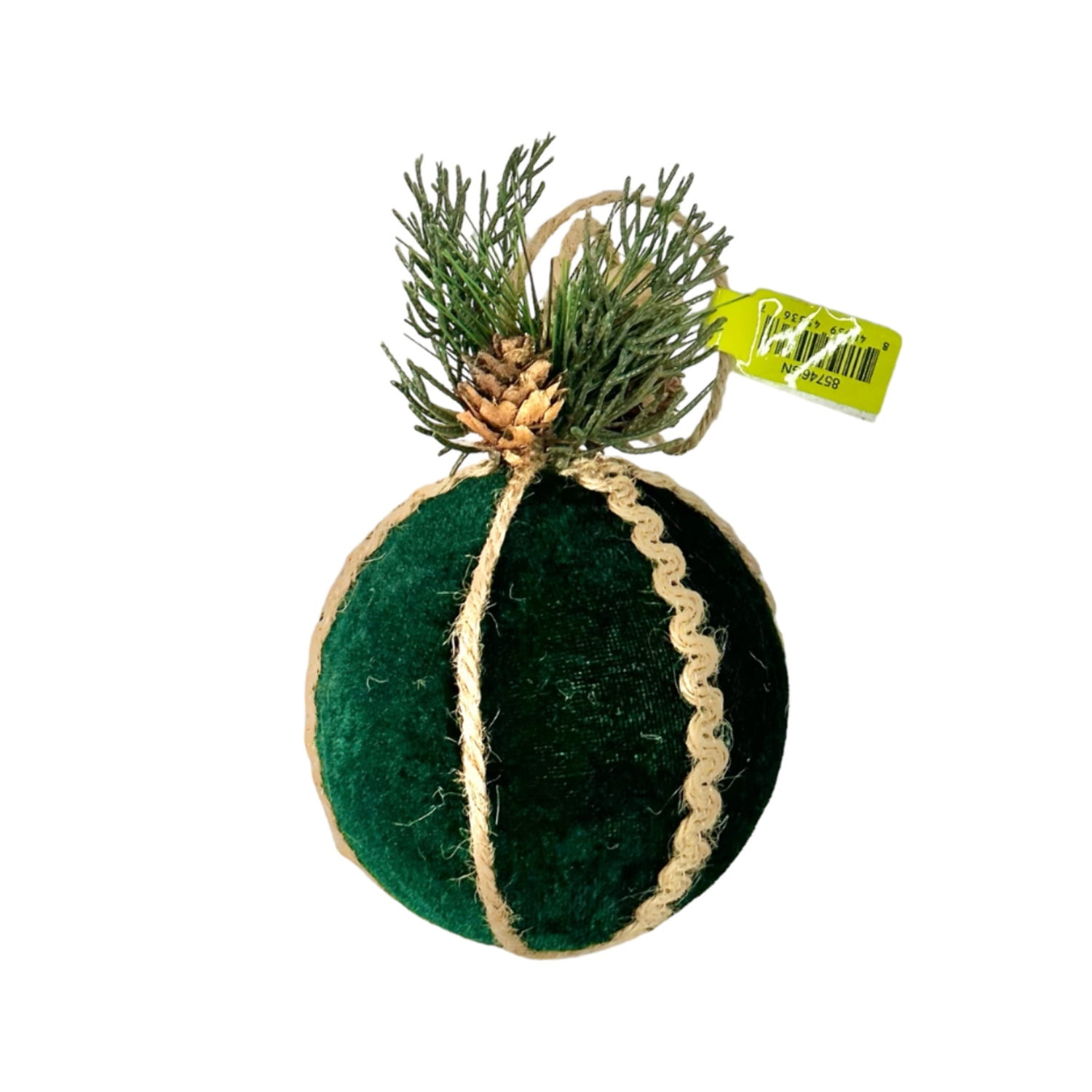 4" Foam Jute Velvet Pine Ball Ornament in Emerald Green by TCT Crafts ...