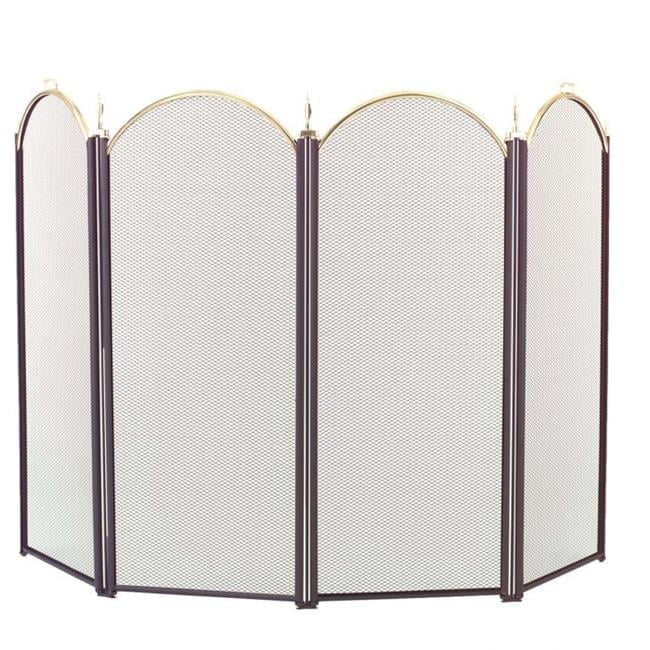 4 Fold Arched Screen, Black & Polished Brass - Walmart.com