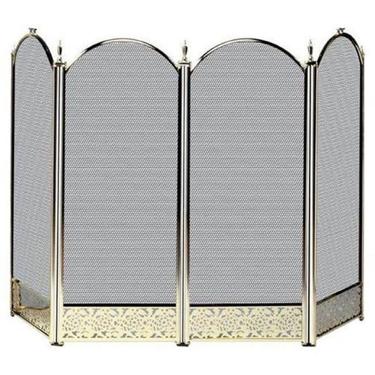 4 Fold Polished Brass Screen With Decorative Filigree - Walmart.com