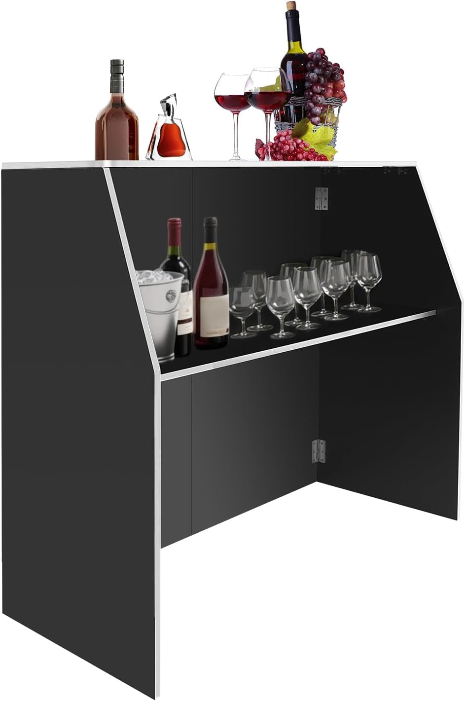 4' Folding Portable Bar with Top and Middle Shelves, Commercial Event ...
