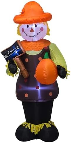 4-Foot Fall Thanksgiving Harvest Inflatable Scarecrow with Pumpkin ...