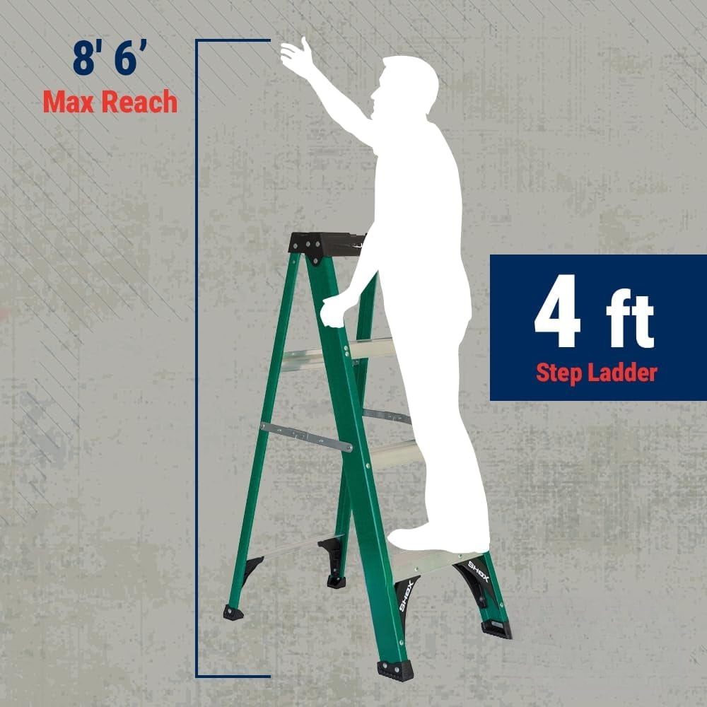 4-Foot Fiberglass Step Ladder, 225lbs Capacity, Type II, FS4004 ...