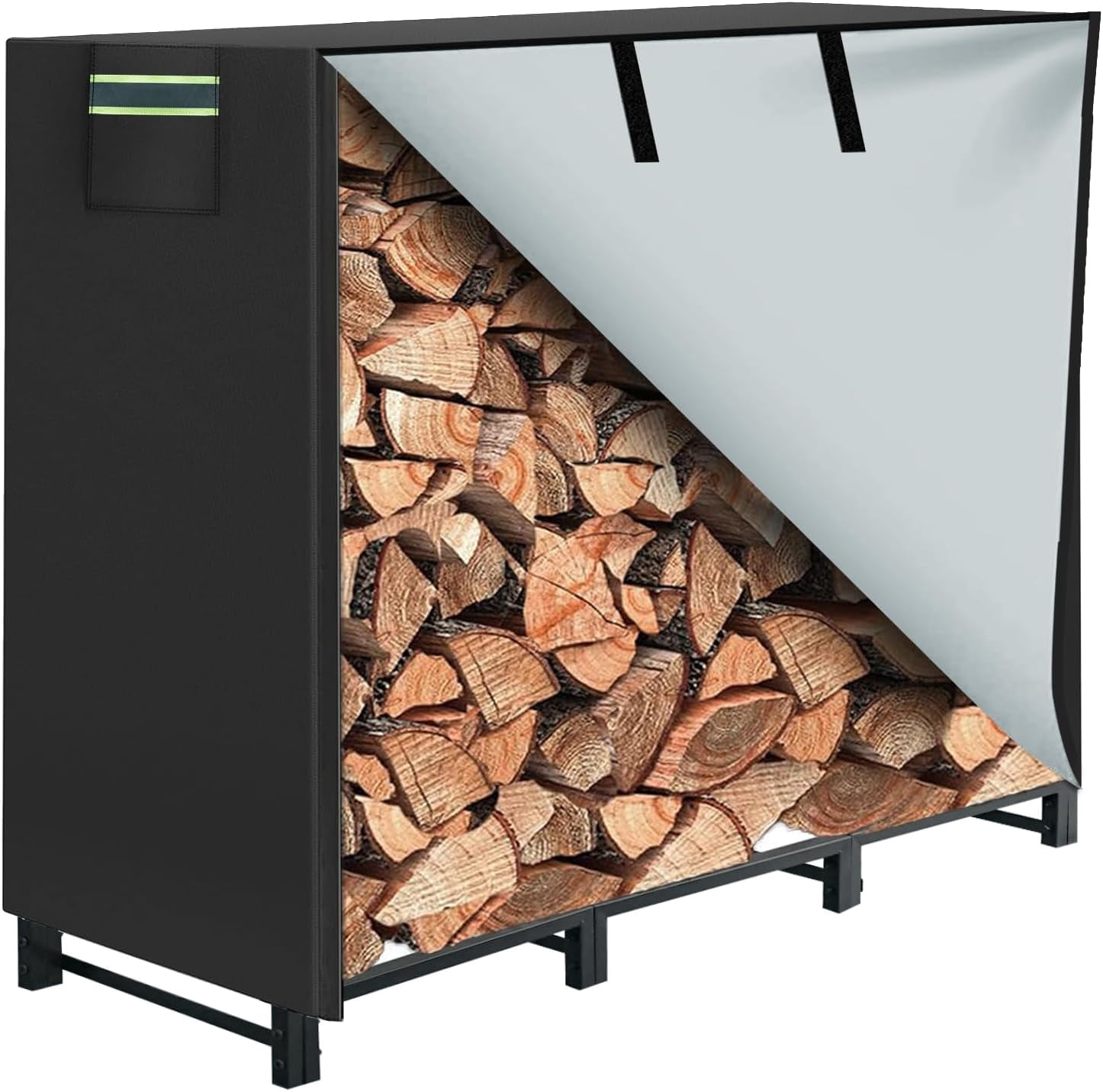 4-Foot Firewood Rack Outdoor with Cover - Heavy Duty Indoor Outdoor Log ...
