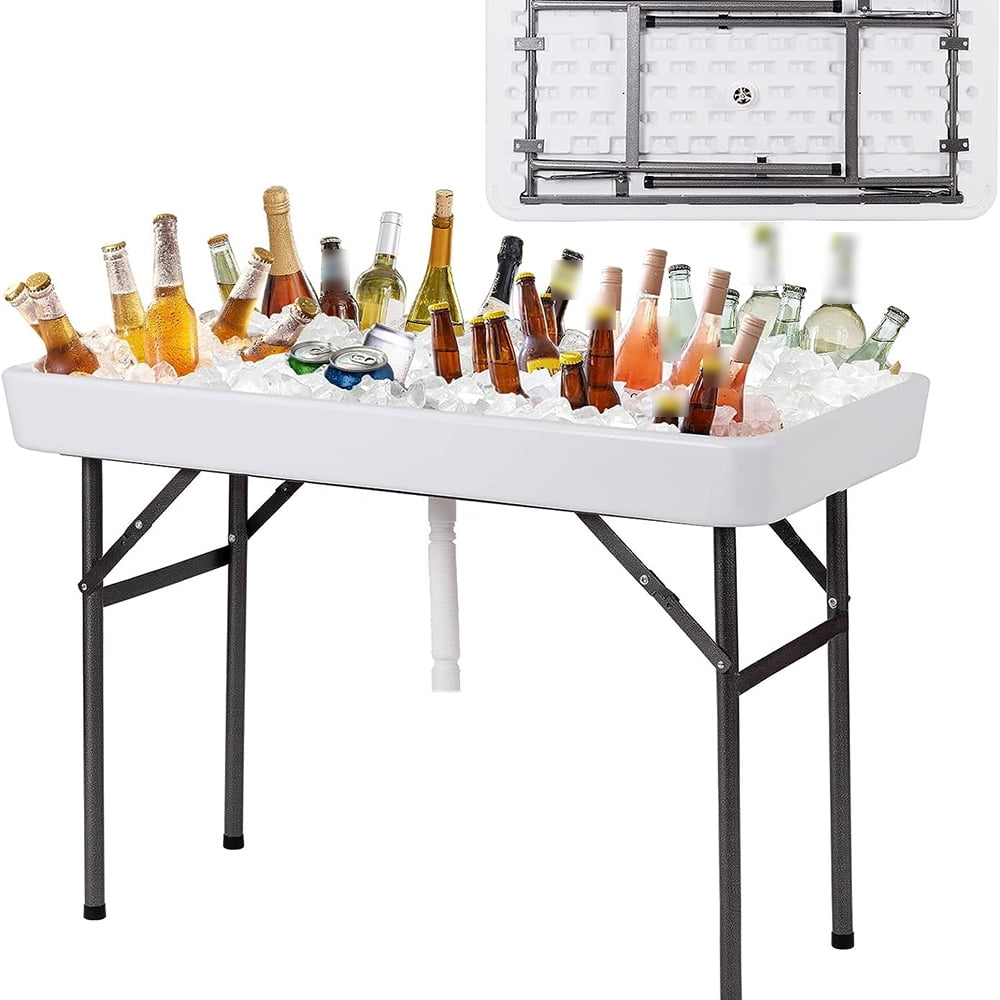4 Foot Folding Ice Table with Drain, No Assembly Fill and Chill Table ...