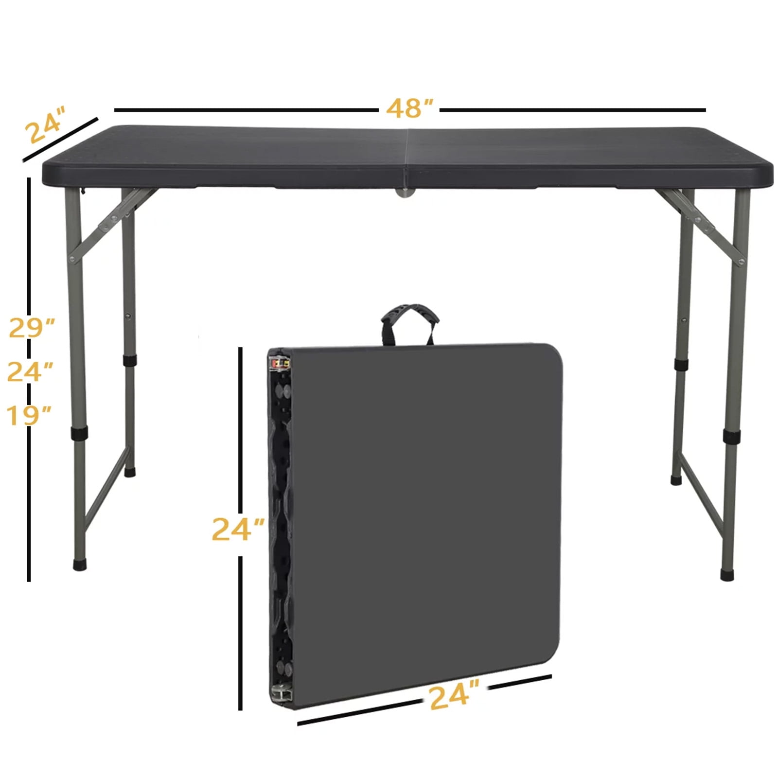 4 Foot Folding Table Black Indoor Outdoor Folding Card Table Color ...