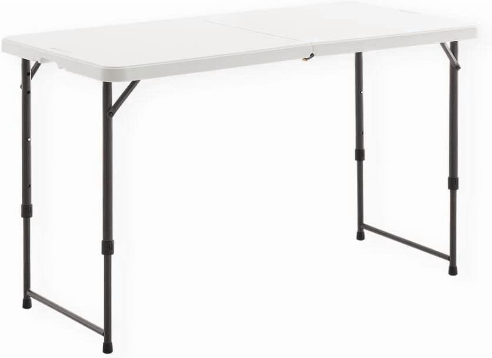 4 Foot Height Adjustable Fold-in-Half Table with Carrying Handle, Easy ...