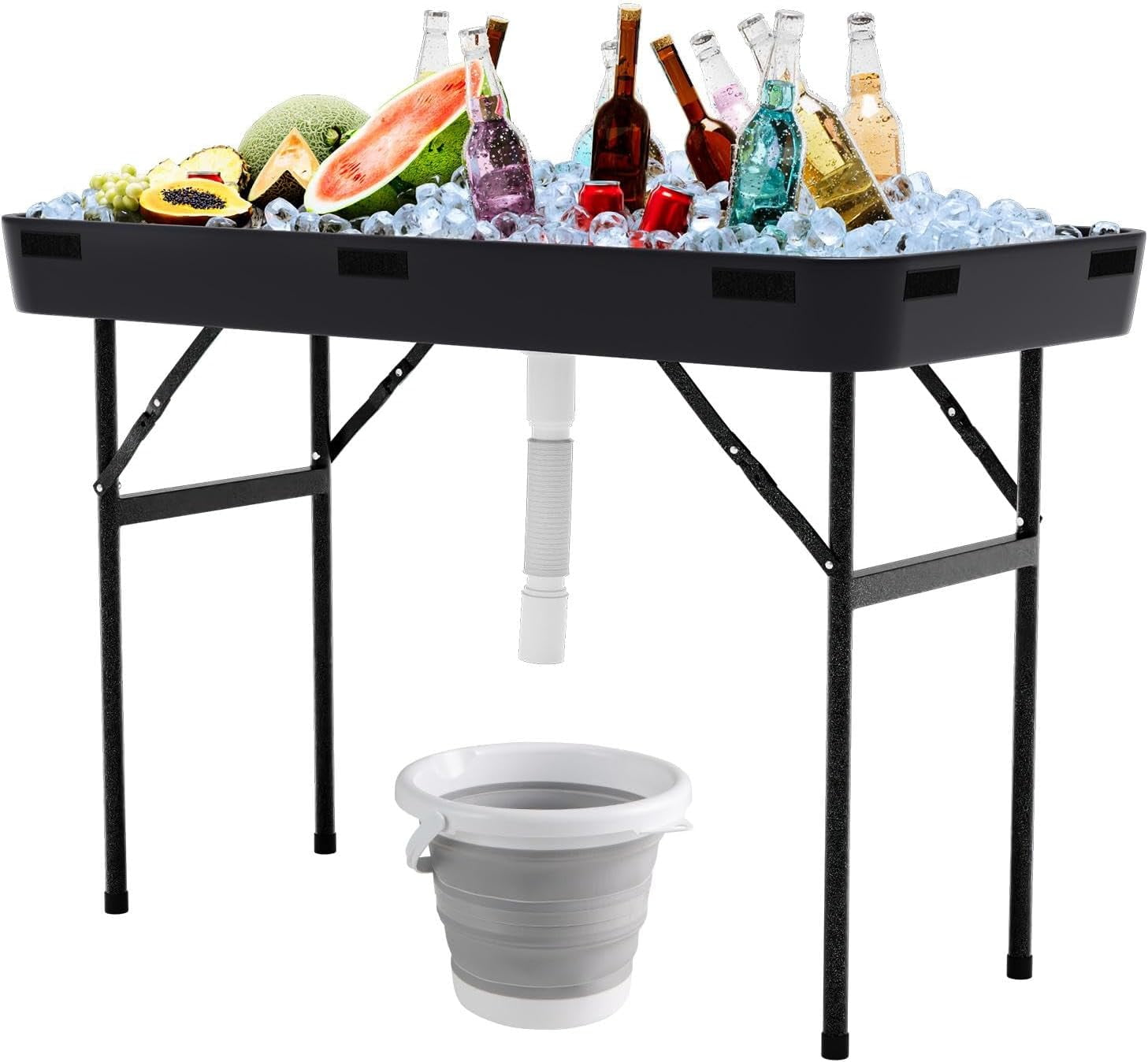 4 Foot Ice Tables for Parties with Drain, Ice Cooler Folding Table with ...