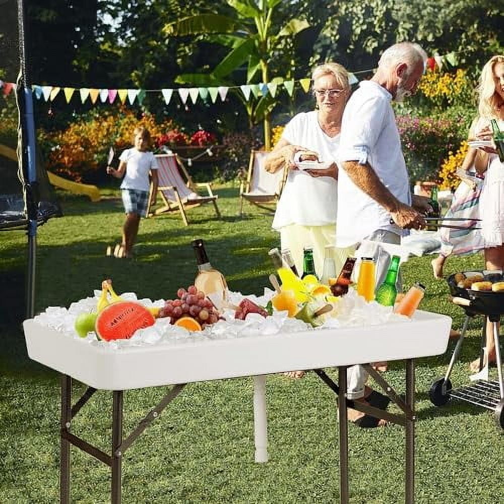 4 Foot Ice Tables for Parties with Drain, Ice Cooler Folding Table with ...