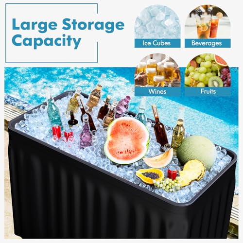 4 Foot Ice Tables for Parties with Drain, Ice Cooler Folding Table with ...