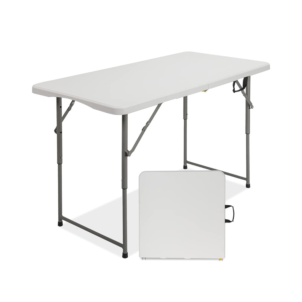 4 Foot Plastic Folding Table, Portable Long Table, Rectangular Picnic ...