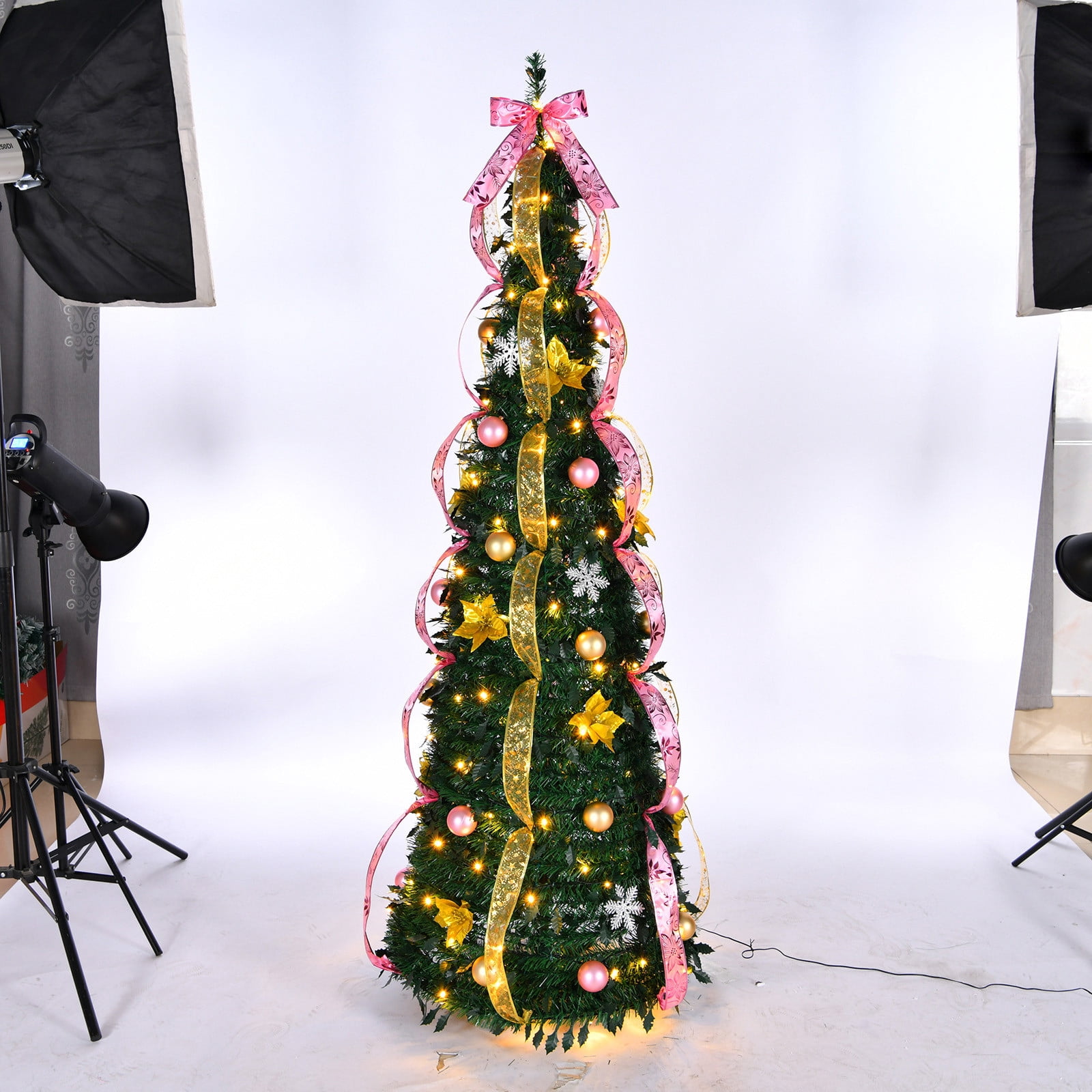4-Foot Pre-Lit Folding Christmas Tree with Warm White LED Lights and ...