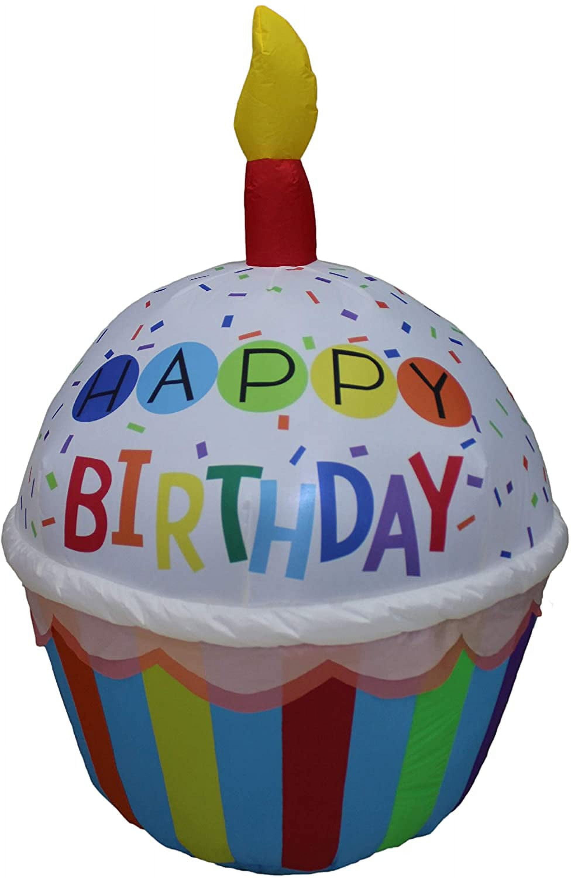 4 Foot Tall Cute Happy Birthday Inflatable Cupcake with Candle Lights ...