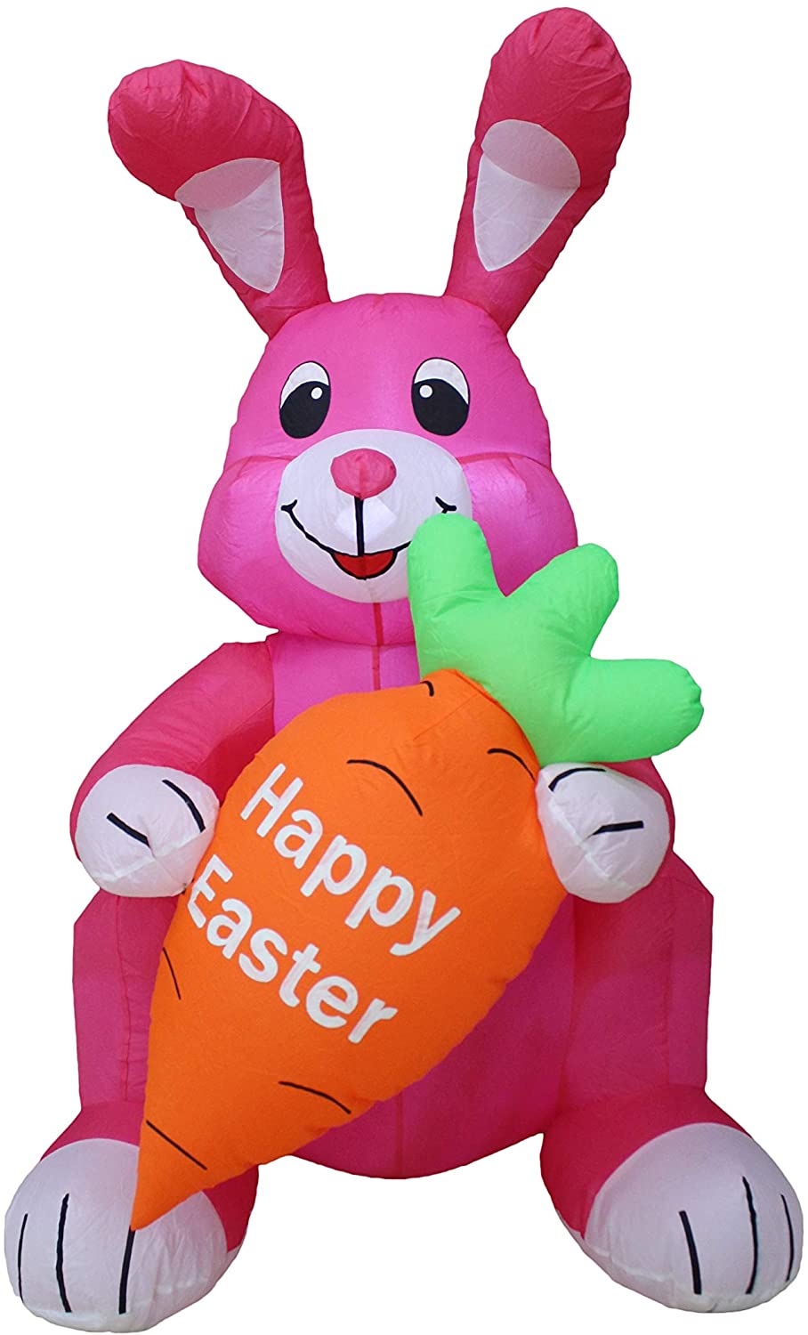 4 Foot Tall Happy Easter Inflatable Bunny Rabbit Sitting Holding a ...