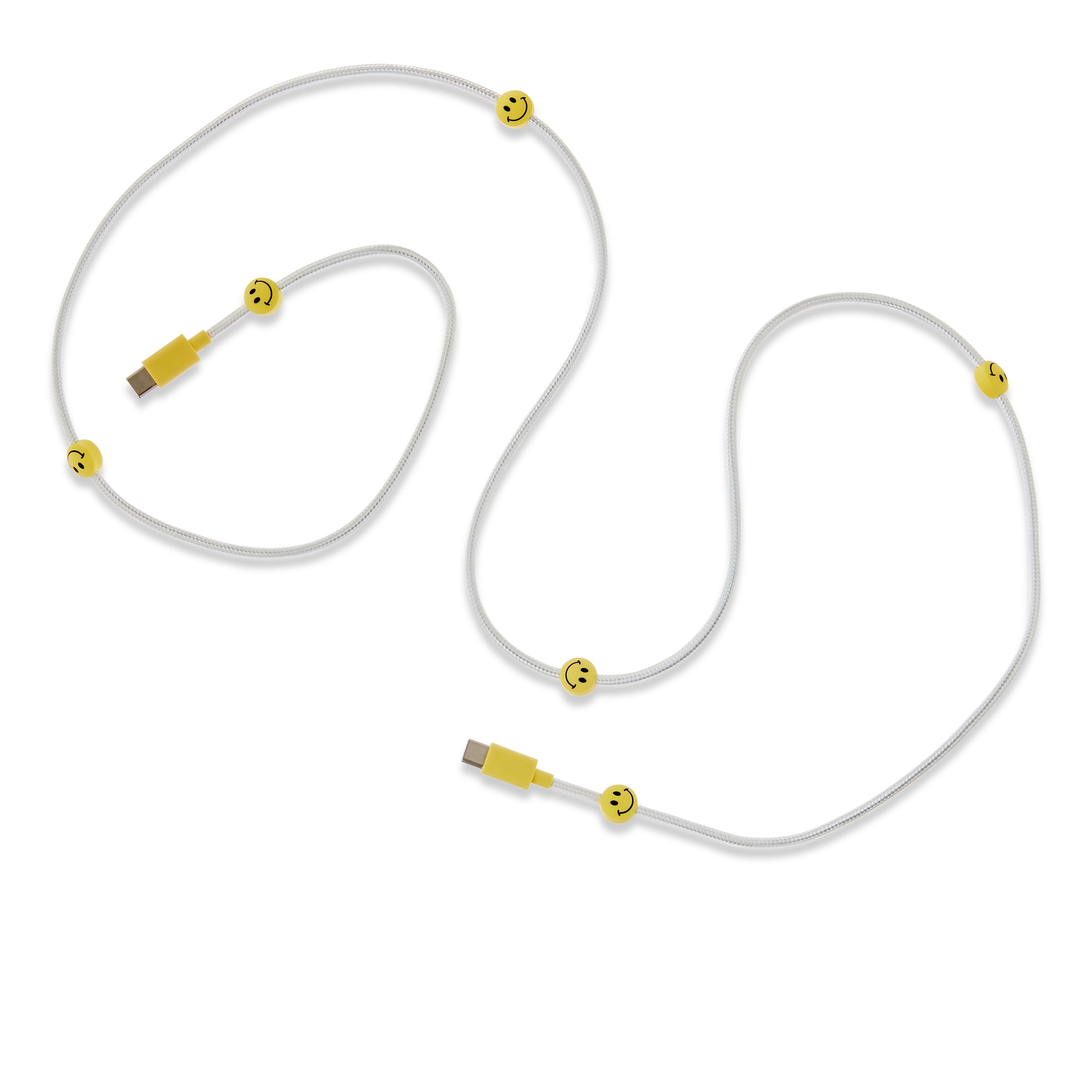 4' USB-C to USB-C Charging Cable, Neon Yellow Smiley Faces - Walmart.com