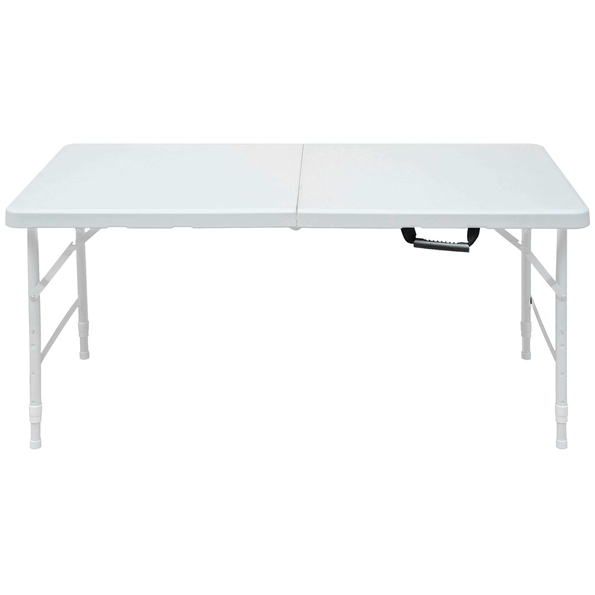 4 Ft Adjustable Height Plastic Foldable Table, Portable Fold-in-Half ...