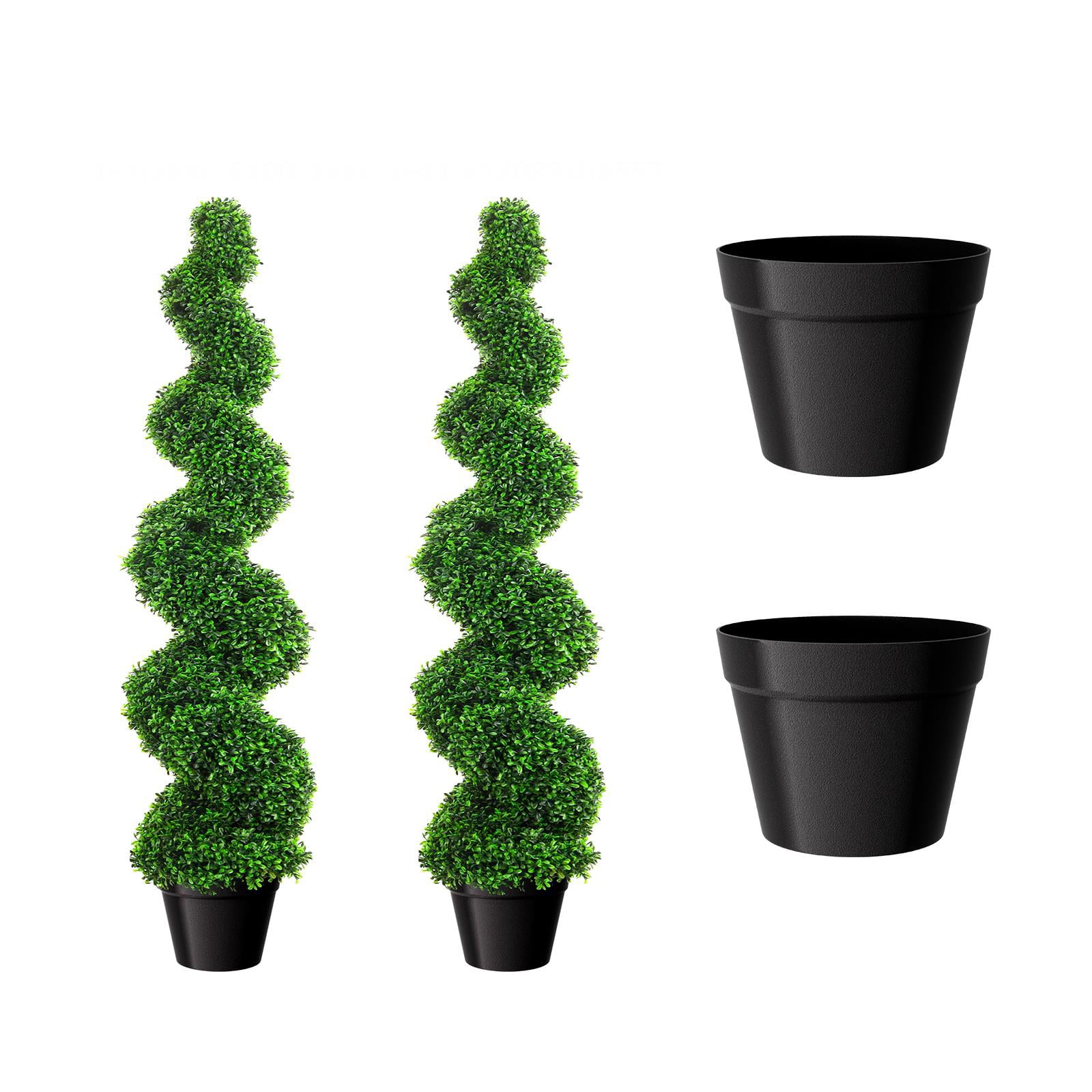 4 Ft Artificial Boxwood Spiral Topiary Trees, 2 Pieces Faux Plant ...