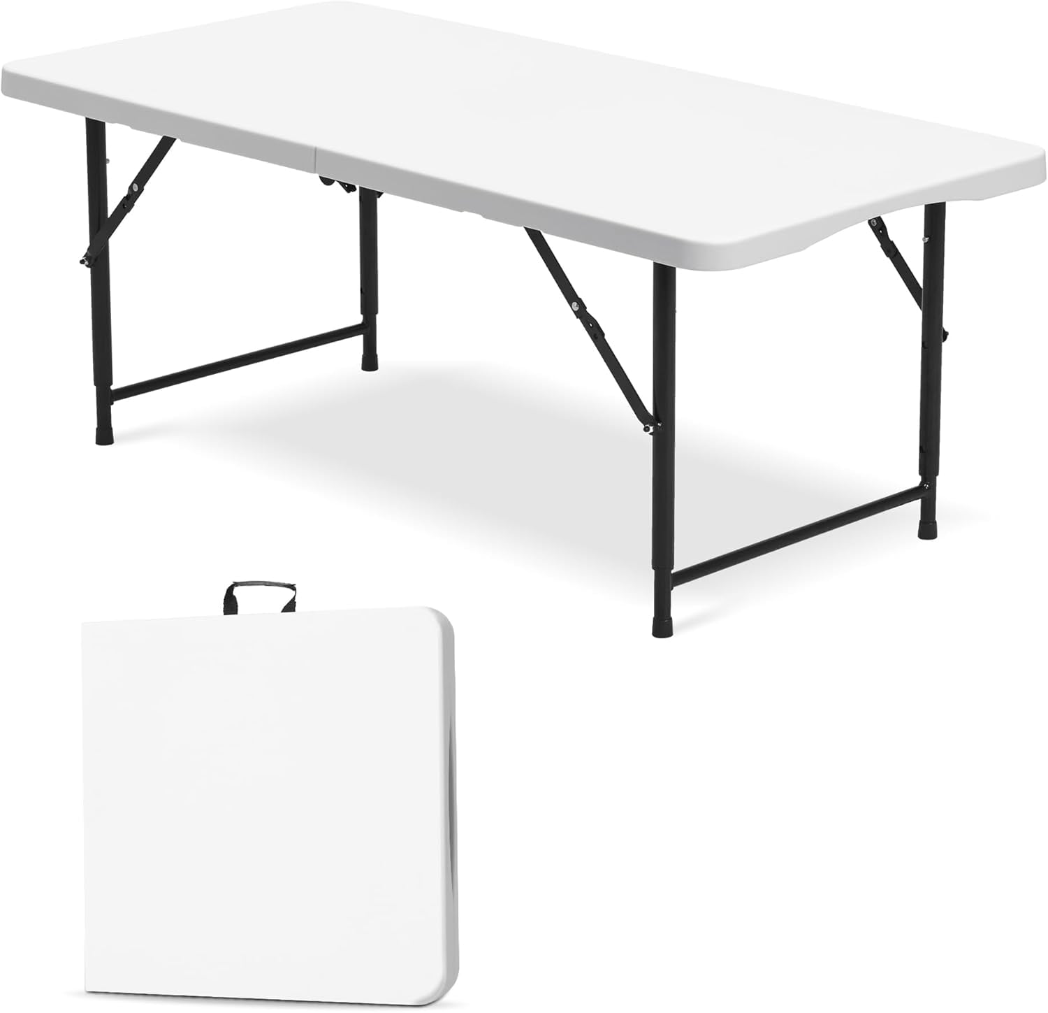 4 Ft Folding Table Adjustable Height with Heavy Duty Portable, Plastic ...