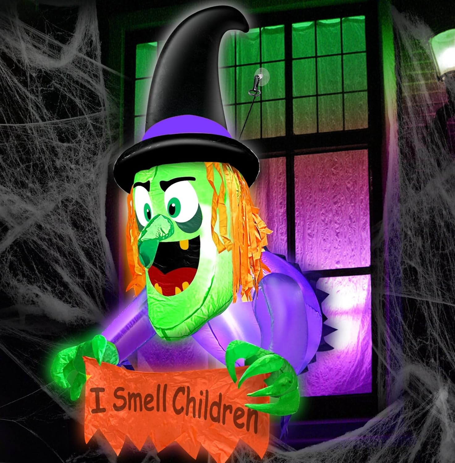 4 Ft Inflatables Decorations Outdoor Witch Broke Out from Window Blow ...