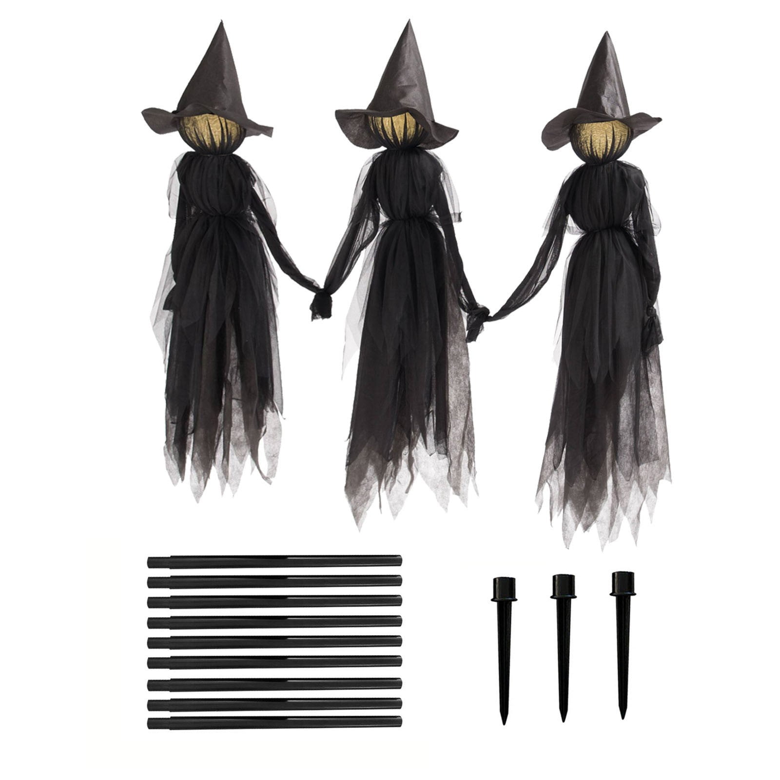 4 Ft Light Up Witch Stakes Halloween Decor Set of 3 - Multi-Color LED ...