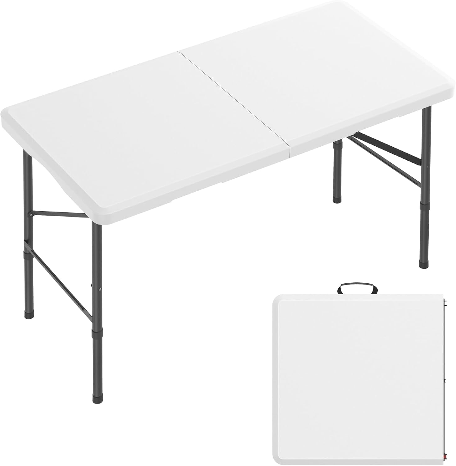 4 Ft Plastic Folding Table,Heavy Duty Portable Table for Indoor ...
