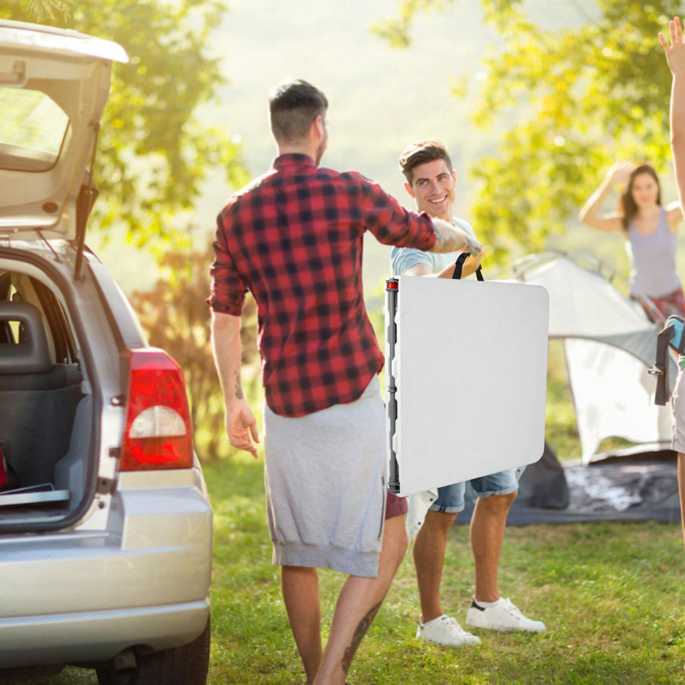 4 Ft Portable Folding Table, Idustrial Heavy-Duty Foldable Table, HDPE ...