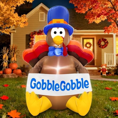 4 Ft Thanksgiving Inflatables Turkey Outdoor Decorations Blow Up Turkey ...