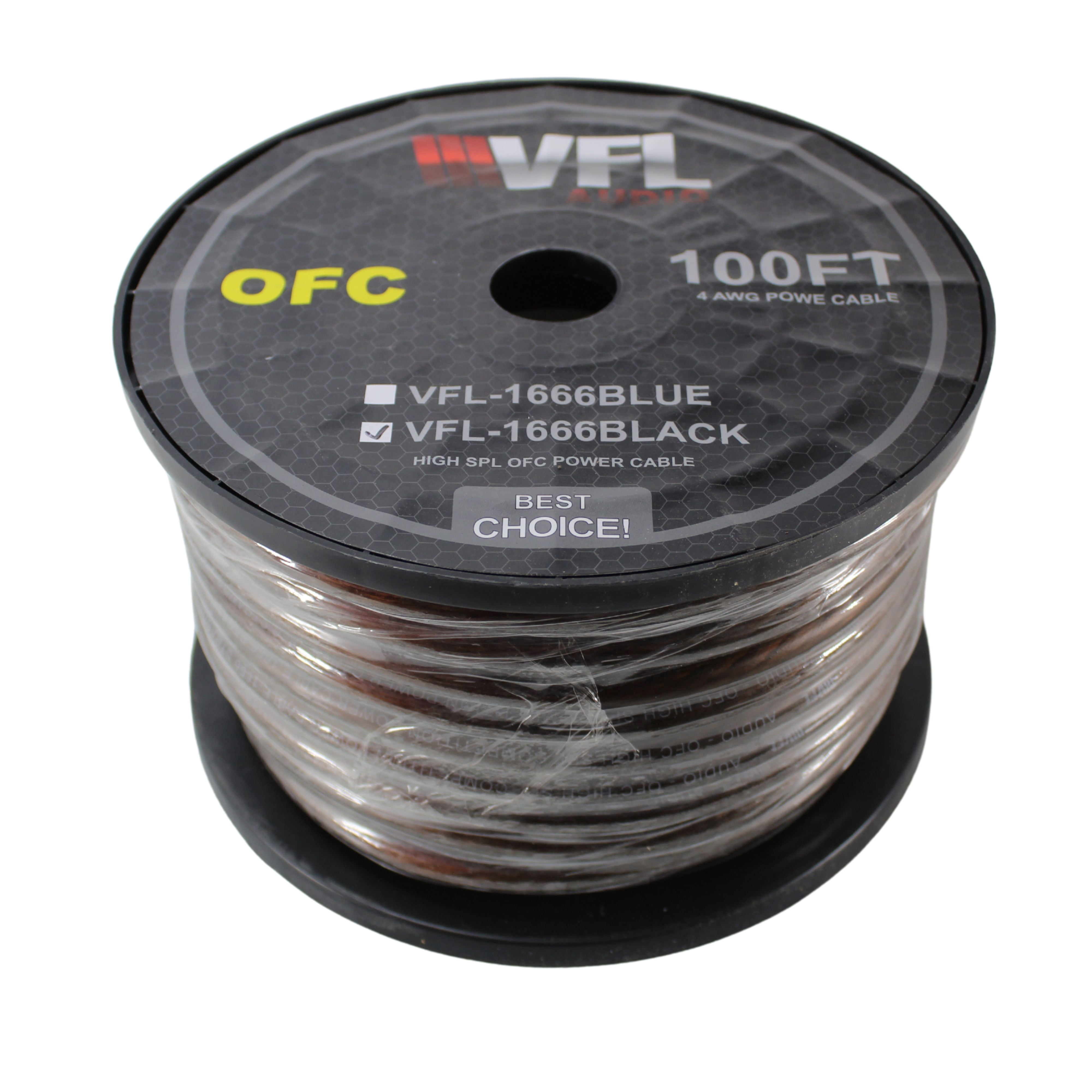 4 GA AWG Black PVC Jacketed 100% OFC American Bass Power Cable Lot (50 ...