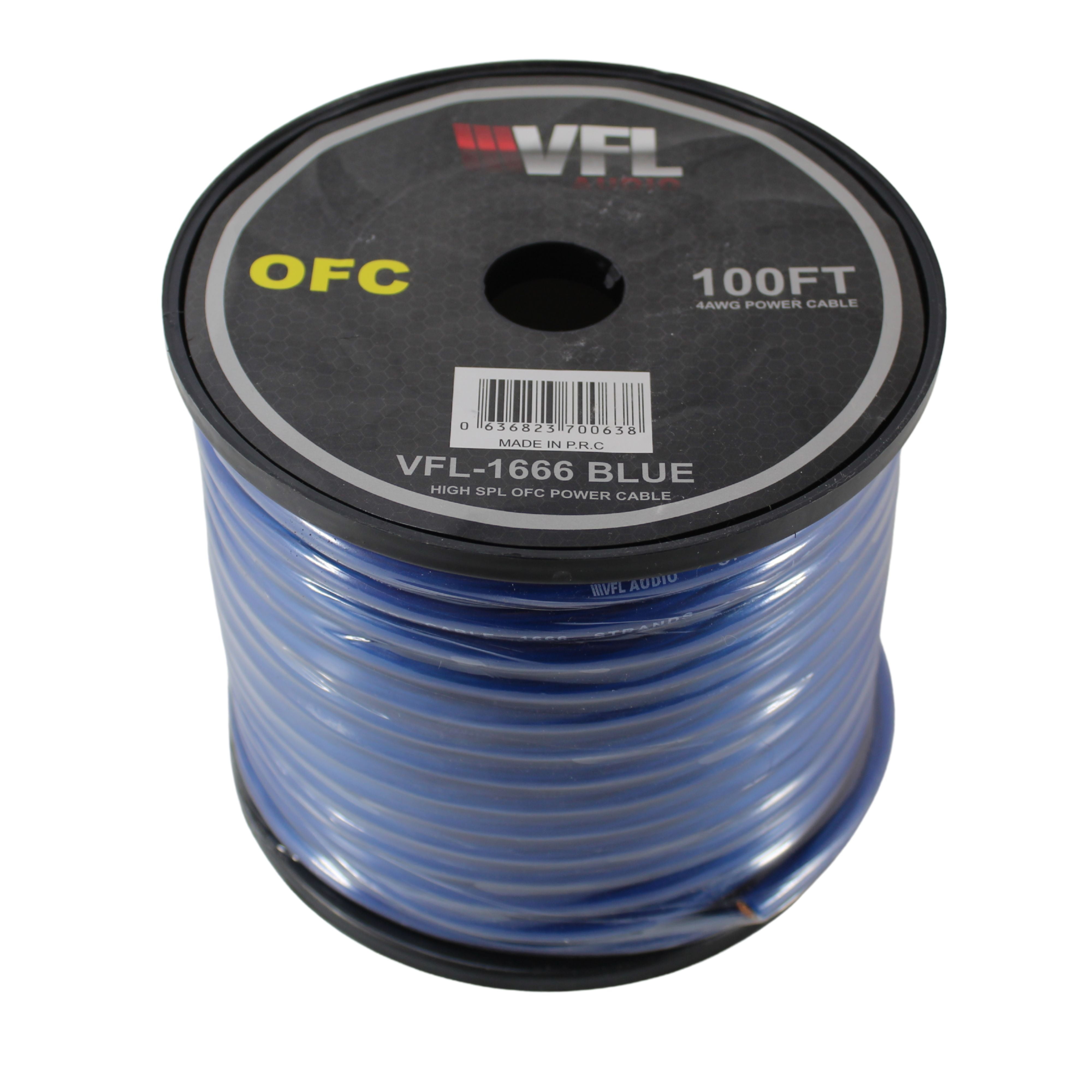 4 GA AWG Blue PVC Jacketed 100% OFC American Bass Power Cable Lot (50 ...
