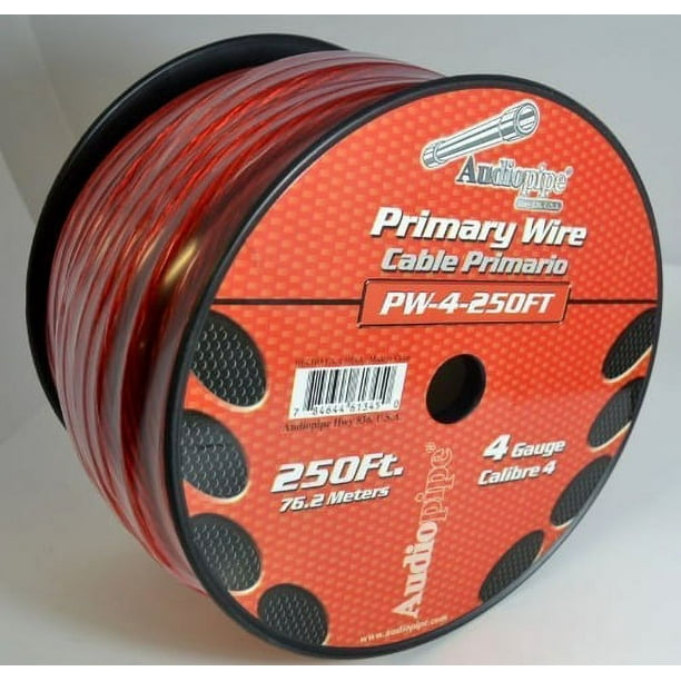4 GA RED POWER WIRE PRIMARY GROUND 250FT COPPER MIX CABLE CAR AUDIO ...