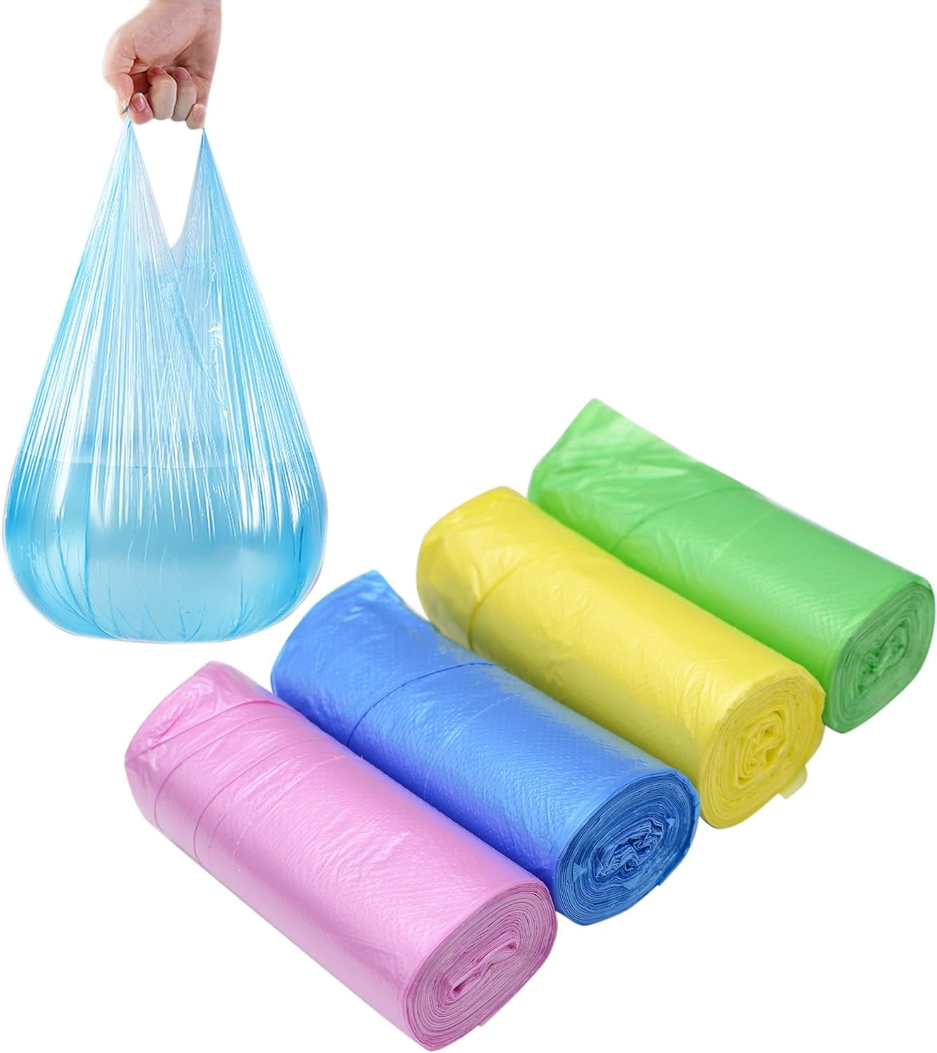 4 GALLON Bathroom Trash Bags, 4 Rolls/100 Counts Small HANDLES Garbage ...