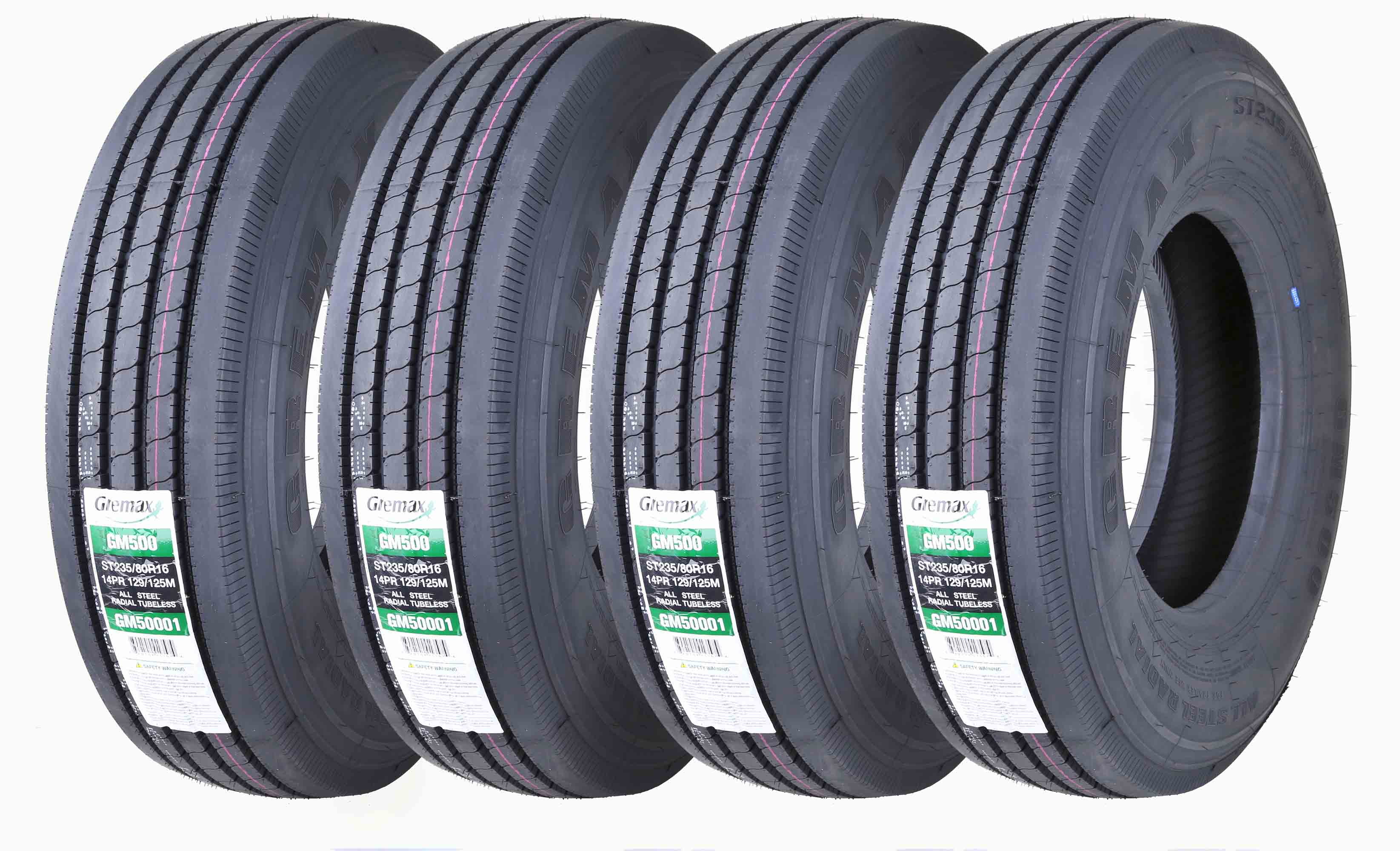 4 GREMAX All Steel Trailer Radial Tires ST235/80R16 235/80/16 235/80-16 129/125M LR G 14-Ply ...
