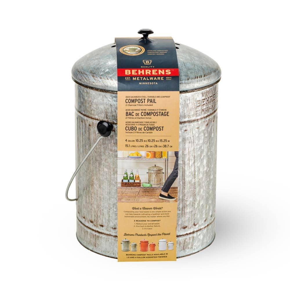 4 Gal. Aged Galvanized Compost Pail - Walmart.com