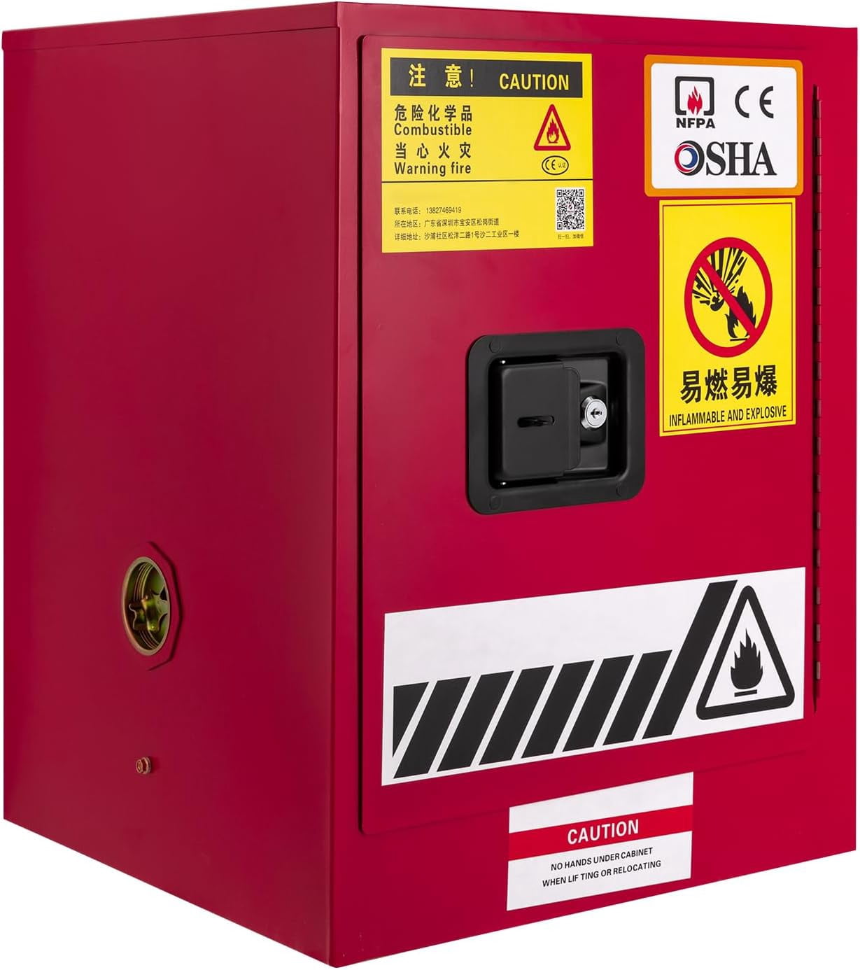 4 Gal Galvanized Steel Safety Cabinet with Locks, Adjustable Shelf Non ...