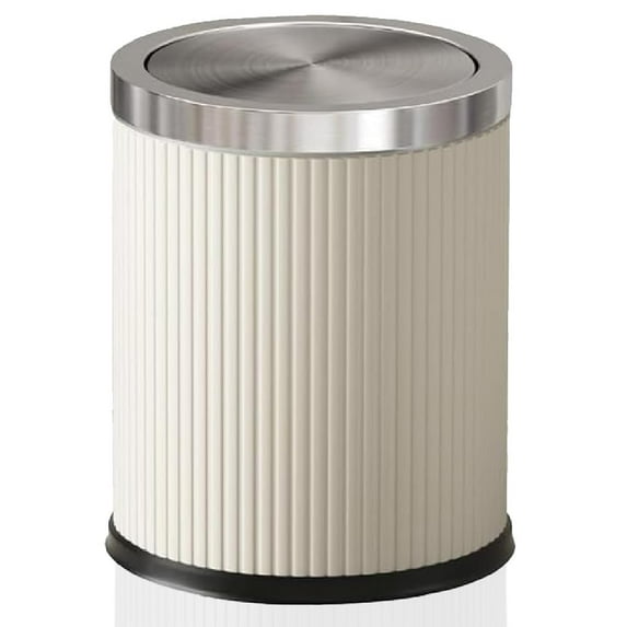 4 Gallon Bathroom Trash Can with Swing Lid, White Silver Leather ...