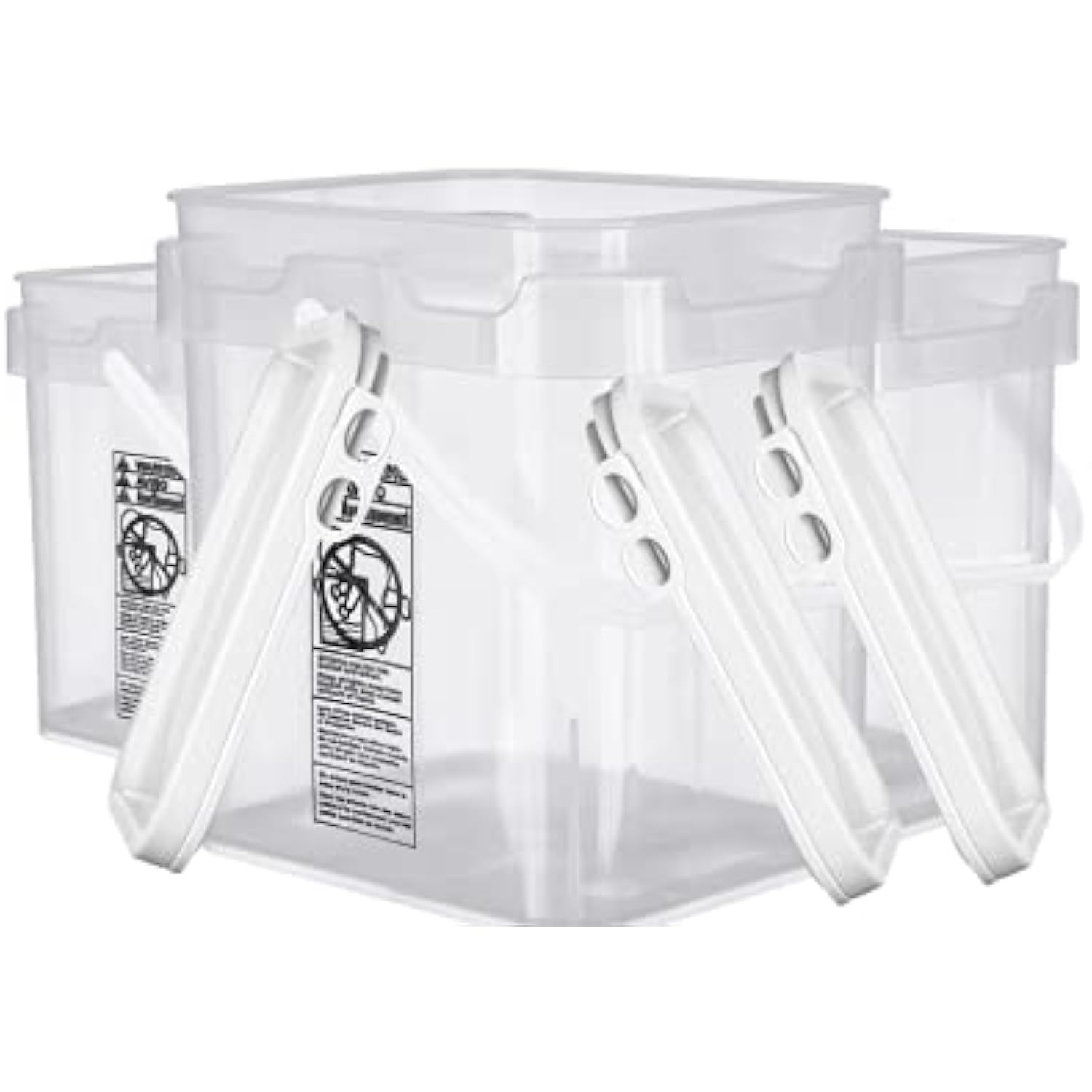 4 Gallon Clear Plastic Food Storage Bucket with Lid - 3 Pack, Airtight ...