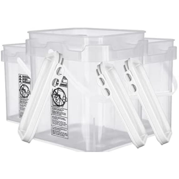 4 Gallon Clear Plastic Food Storage Bucket with Lid - 3 Pack, Airtight ...